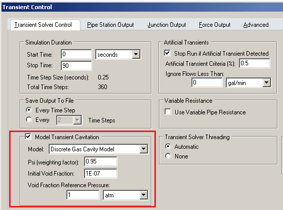 Transient Control Window